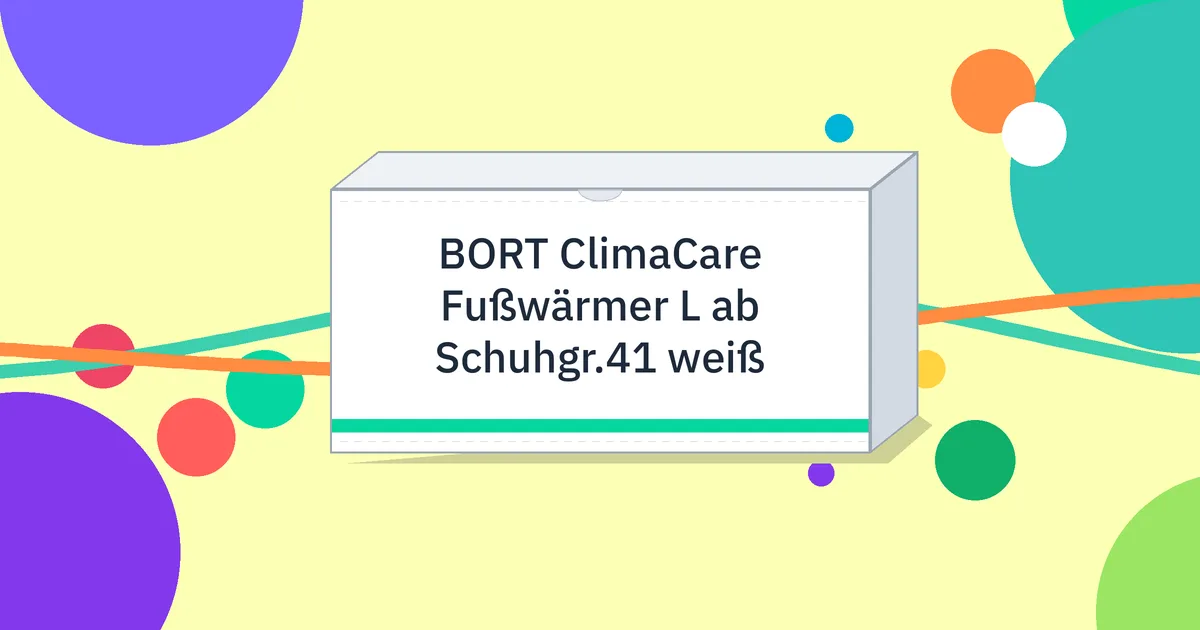 Symbolbild: Packung mit der Aufschrift BORT ClimaCare Fußwärmer L ab Schuhgr.41 weiß (PZN 01395331) – Verfügbarkeit und Bezug in Apotheken in Frankfurt am Main
