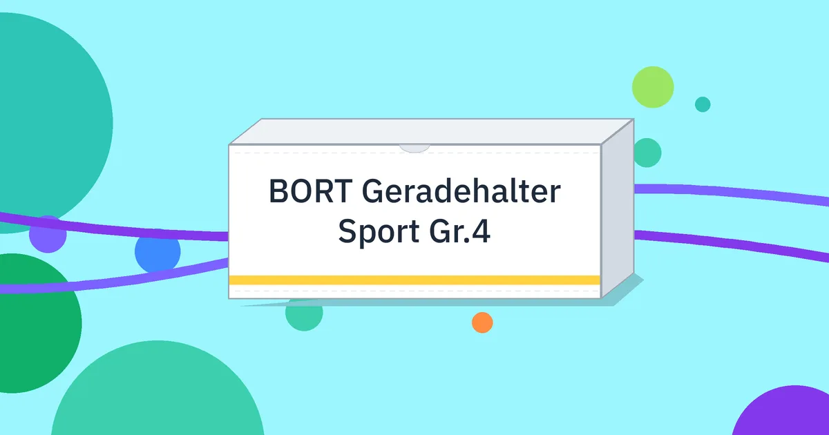 Symbolbild: Packung mit der Aufschrift BORT Geradehalter Sport Gr.4 (PZN 17843582) – Verfügbarkeit und Bezug in Apotheken in Frankfurt am Main