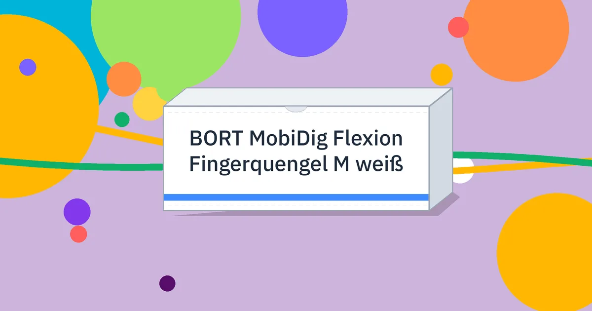 Symbolbild: Packung mit der Aufschrift BORT MobiDig Flexion Fingerquengel M weiß (PZN 03808234) – Verfügbarkeit und Bezug in Apotheken in Frankfurt am Main