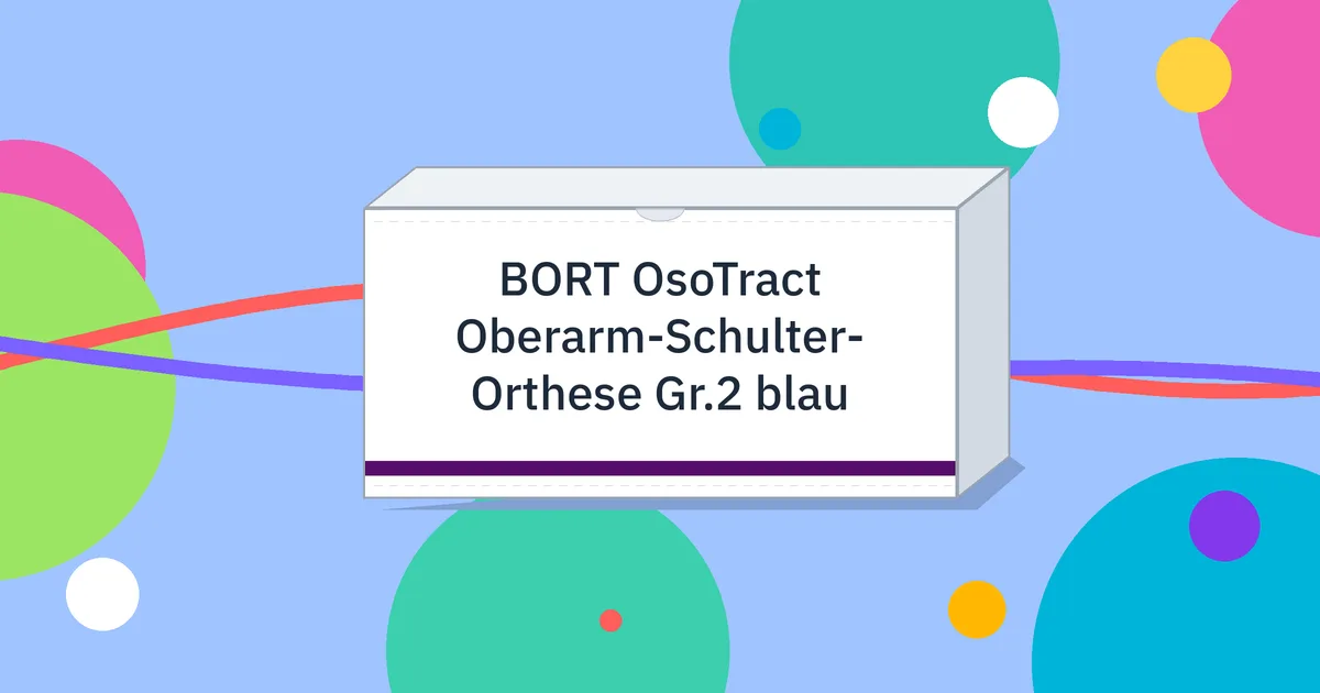 Symbolbild: Packung mit der Aufschrift BORT OsoTract Oberarm-Schulter-Orthese Gr.2 blau (PZN 05540480) – Verfügbarkeit und Bezug in Apotheken in Frankfurt am Main