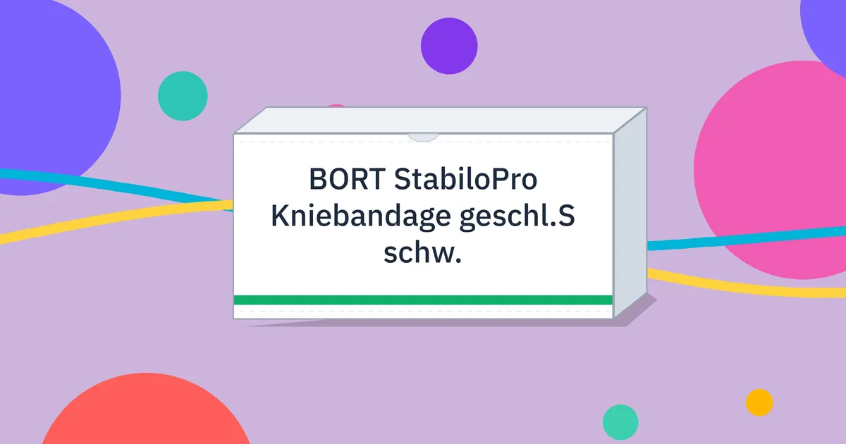 Symbolbild: Packung mit der Aufschrift BORT StabiloPro Kniebandage geschl.S schw. (PZN 00191402) – Verfügbarkeit und Bezug in Apotheken in Frankfurt am Main