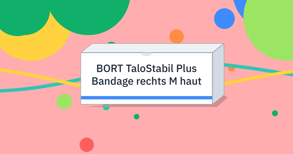 Symbolbild: Packung mit der Aufschrift BORT TaloStabil Plus Bandage rechts M haut (PZN 07671648) – Verfügbarkeit und Bezug in Apotheken in Frankfurt am Main
