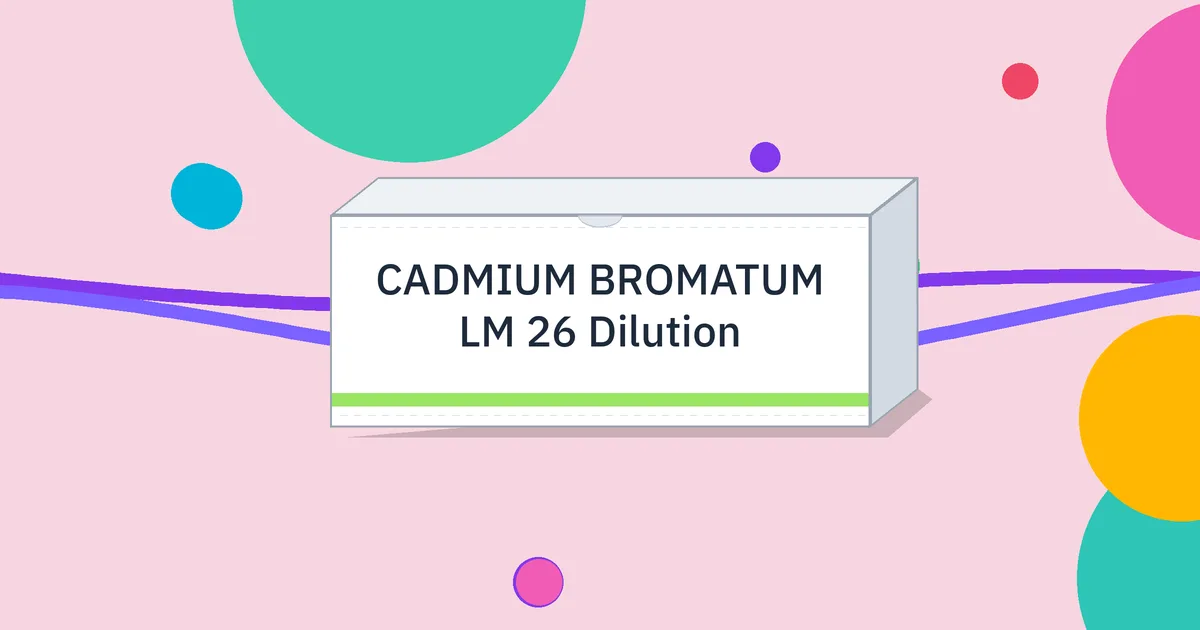 Symbolbild: Packung mit der Aufschrift CADMIUM BROMATUM LM 26 Dilution (PZN 12798003) – Verfügbarkeit und Bezug in Apotheken in Frankfurt am Main