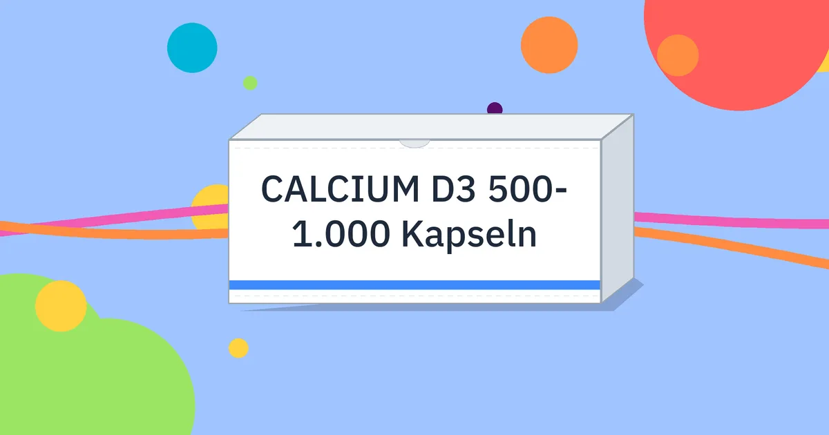 Symbolbild: Packung mit der Aufschrift CALCIUM D3 500-1.000 Kapseln (PZN 10400338) – Verfügbarkeit und Bezug in Apotheken in Frankfurt am Main