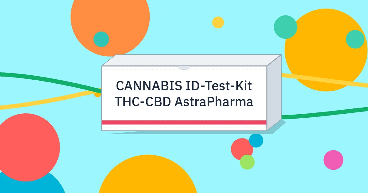 Symbolbild: Packung mit der Aufschrift CANNABIS ID-Test-Kit THC-CBD AstraPharma (PZN 18756394) – Verfügbarkeit und Bezug in Apotheken in Frankfurt am Main