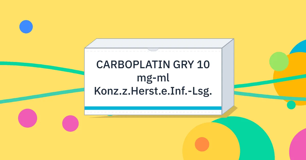 Symbolbild: Packung mit der Aufschrift CARBOPLATIN GRY 10 mg-ml Konz.z.Herst.e.Inf.-Lsg. (PZN 12672294) – Verfügbarkeit und Bezug in Apotheken in Frankfurt am Main