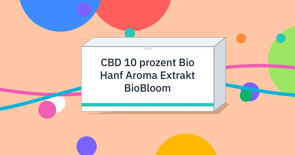 Symbolbild: Packung mit der Aufschrift CBD 10 prozent Bio Hanf Aroma Extrakt BioBloom (PZN 16871760) – Verfügbarkeit und Bezug in Apotheken in Frankfurt am Main