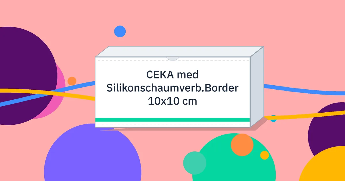 Symbolbild: Packung mit der Aufschrift CEKA med Silikonschaumverb.Border 10x10 cm (PZN 18450896) – Verfügbarkeit und Bezug in Apotheken in Frankfurt am Main