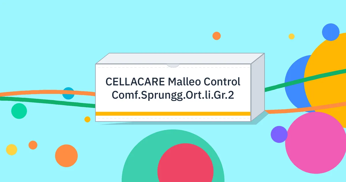 Symbolbild: Packung mit der Aufschrift CELLACARE Malleo Control Comf.Sprungg.Ort.li.Gr.2 (PZN 15253592) – Verfügbarkeit und Bezug in Apotheken in Frankfurt am Main