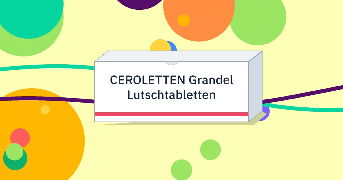 Symbolbild: Packung mit der Aufschrift CEROLETTEN Grandel Lutschtabletten (PZN 00949626) – Verfügbarkeit und Bezug in Apotheken in Frankfurt am Main