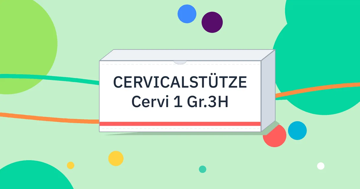 Symbolbild: Packung mit der Aufschrift CERVICALSTÜTZE Cervi 1 Gr.3H (PZN 05042486) – Verfügbarkeit und Bezug in Apotheken in Frankfurt am Main