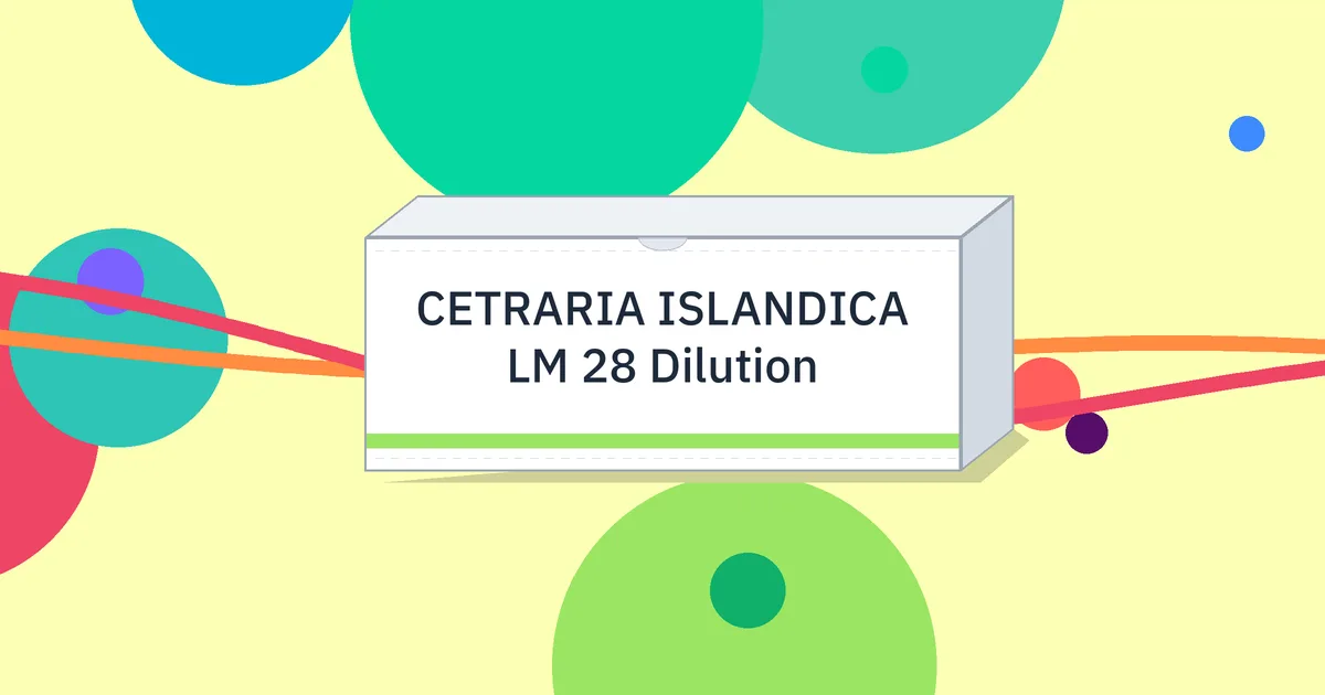 Symbolbild: Packung mit der Aufschrift CETRARIA ISLANDICA LM 28 Dilution (PZN 12812275) – Verfügbarkeit und Bezug in Apotheken in Frankfurt am Main