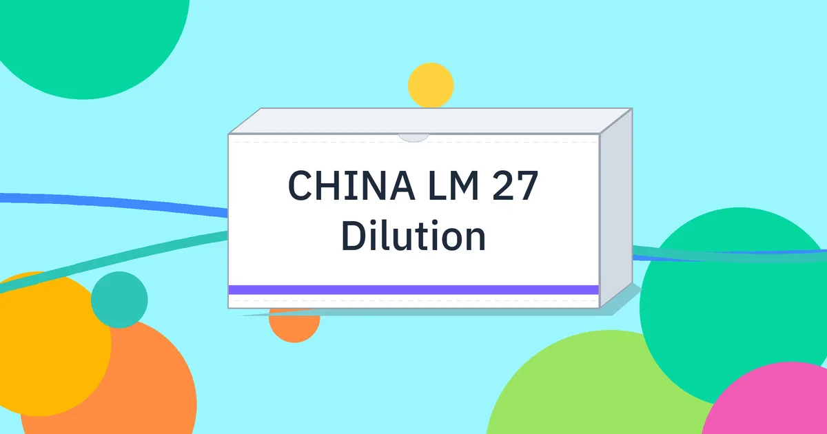 Symbolbild: Packung mit der Aufschrift CHINA LM 27 Dilution (PZN 12813990) – Verfügbarkeit und Bezug in Apotheken in Frankfurt am Main