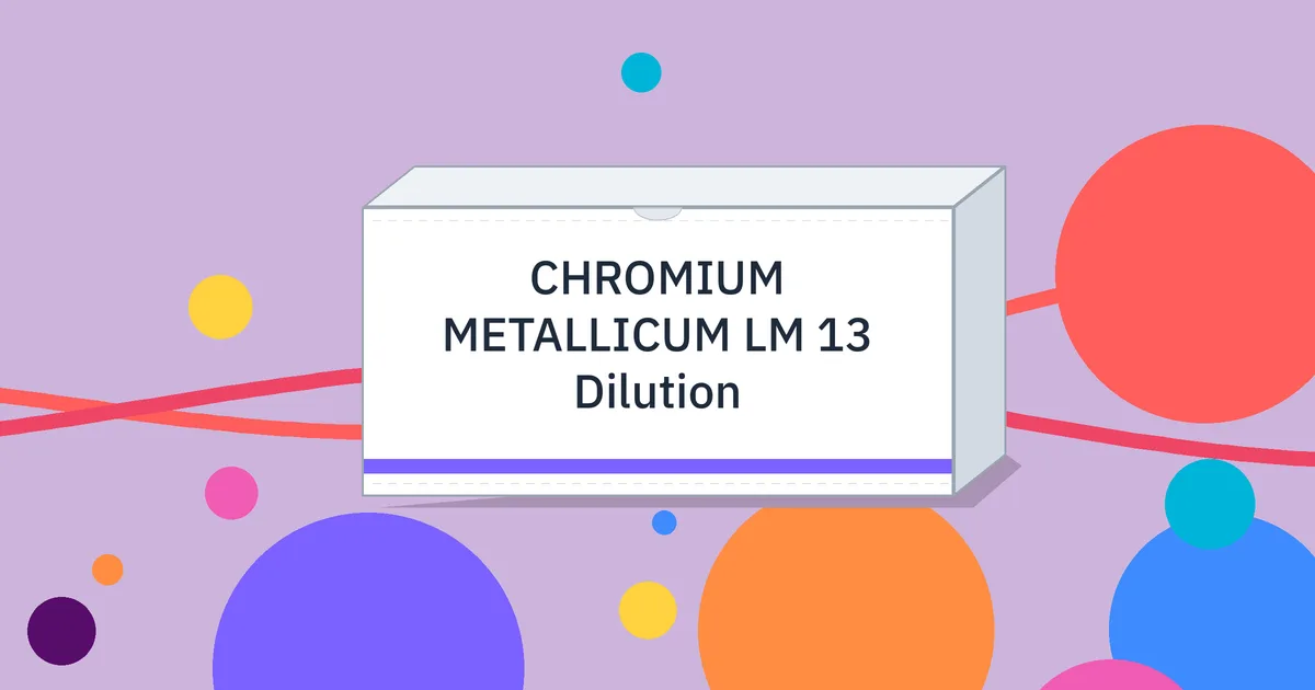 Symbolbild: Packung mit der Aufschrift CHROMIUM METALLICUM LM 13 Dilution (PZN 12817806) – Verfügbarkeit und Bezug in Apotheken in Frankfurt am Main