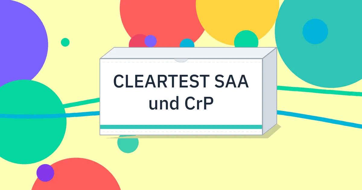 Symbolbild: Packung mit der Aufschrift CLEARTEST SAA und CrP (PZN 15822653) – Verfügbarkeit und Bezug in Apotheken in Frankfurt am Main