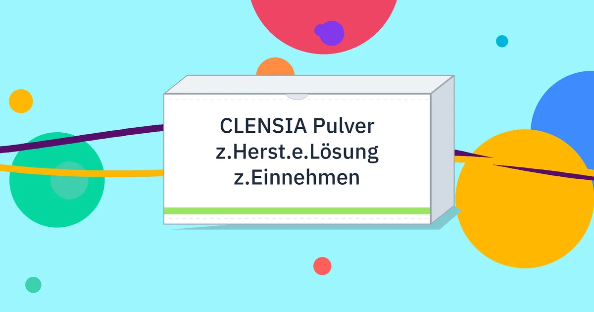 Symbolbild: Packung mit der Aufschrift CLENSIA Pulver z.Herst.e.Lösung z.Einnehmen (PZN 16231316) – Verfügbarkeit und Bezug in Apotheken in Frankfurt am Main