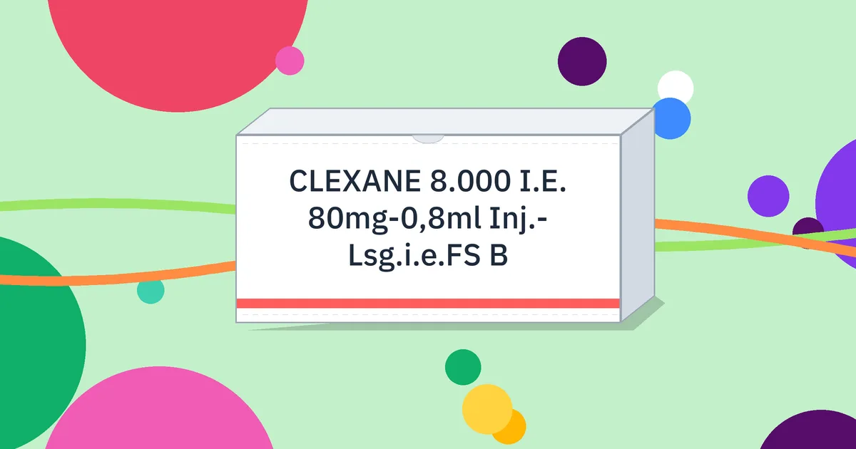 Symbolbild: Packung mit der Aufschrift CLEXANE 8.000 I.E. 80mg-0,8ml Inj.-Lsg.i.e.FS B (PZN 07521021) – Verfügbarkeit und Bezug in Apotheken in Frankfurt am Main