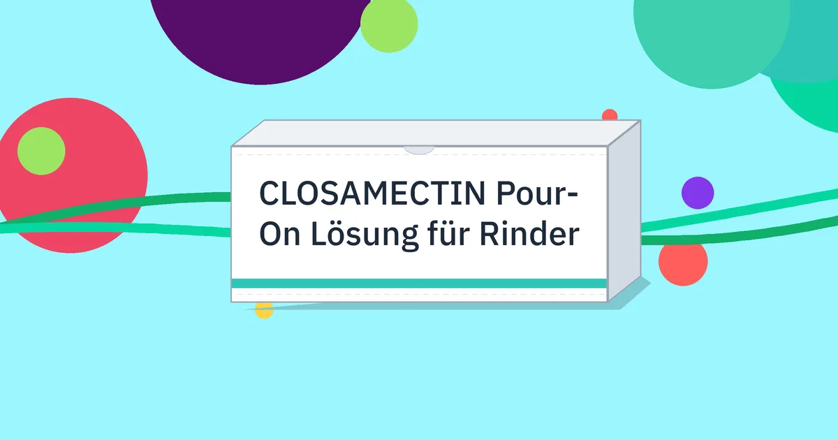Symbolbild: Packung mit der Aufschrift CLOSAMECTIN Pour-On Lösung für Rinder (PZN 09507545) – Verfügbarkeit und Bezug in Apotheken in Frankfurt am Main