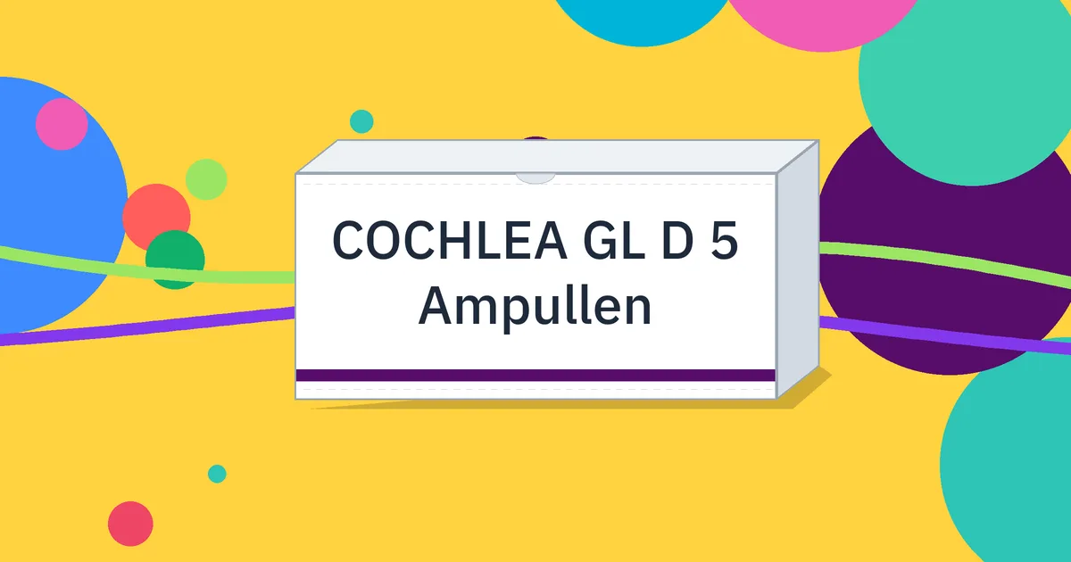 Symbolbild: Packung mit der Aufschrift COCHLEA GL D 5 Ampullen (PZN 02912768) – Verfügbarkeit und Bezug in Apotheken in Frankfurt am Main