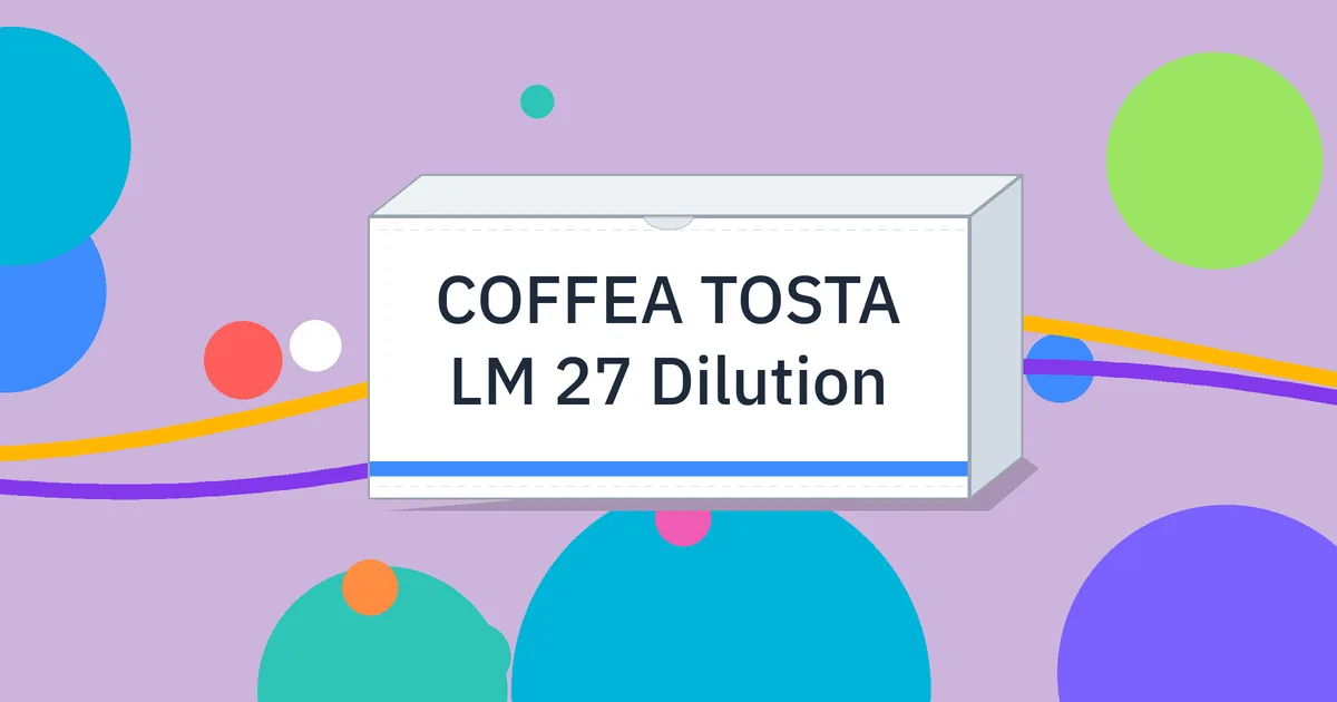 Symbolbild: Packung mit der Aufschrift COFFEA TOSTA LM 27 Dilution (PZN 12831491) – Verfügbarkeit und Bezug in Apotheken in Frankfurt am Main