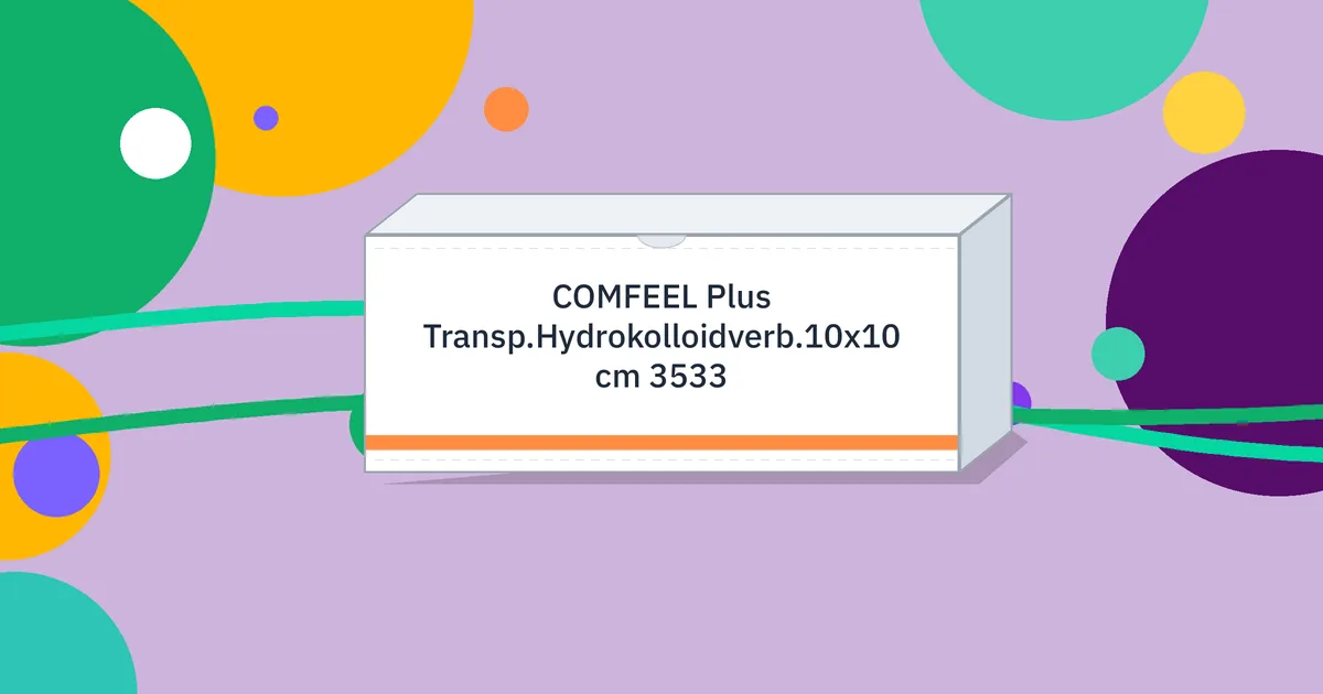 Symbolbild: Packung mit der Aufschrift COMFEEL Plus Transp.Hydrokolloidverb.10x10 cm 3533 (PZN 10257929) – Verfügbarkeit und Bezug in Apotheken in Frankfurt am Main