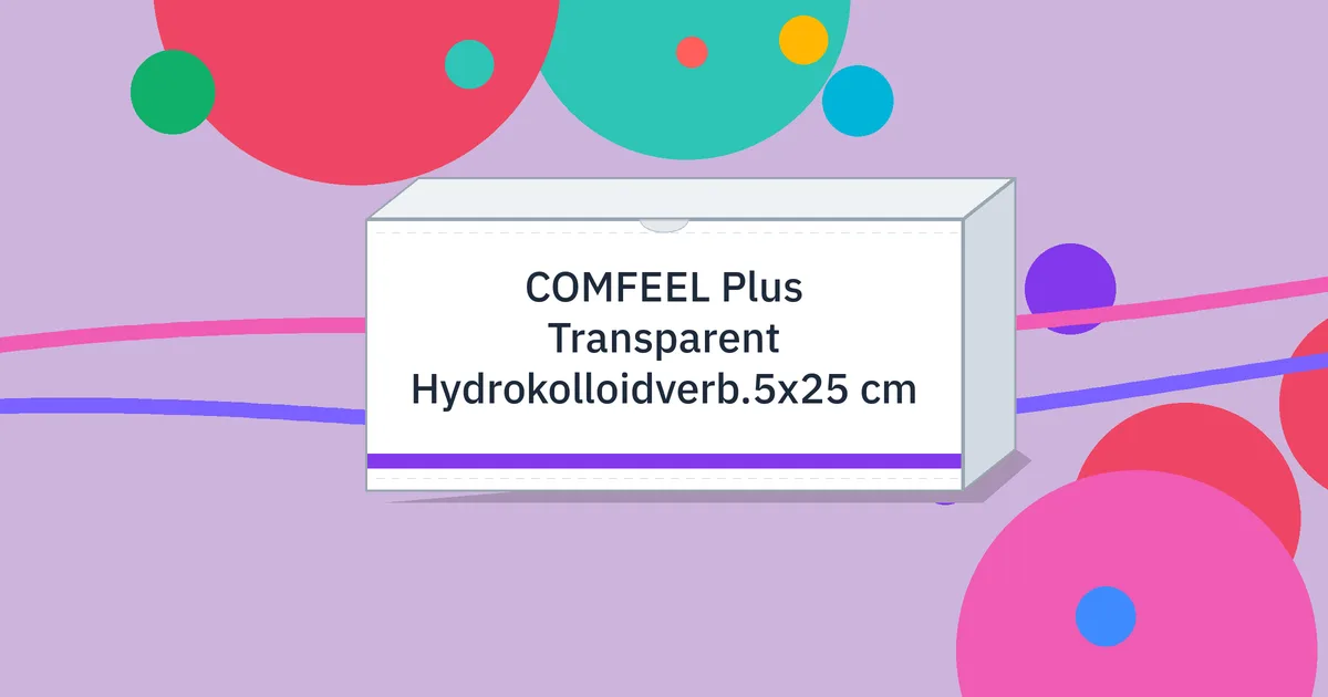 Symbolbild: Packung mit der Aufschrift COMFEEL Plus Transparent Hydrokolloidverb.5x25 cm (PZN 12342496) – Verfügbarkeit und Bezug in Apotheken in Frankfurt am Main