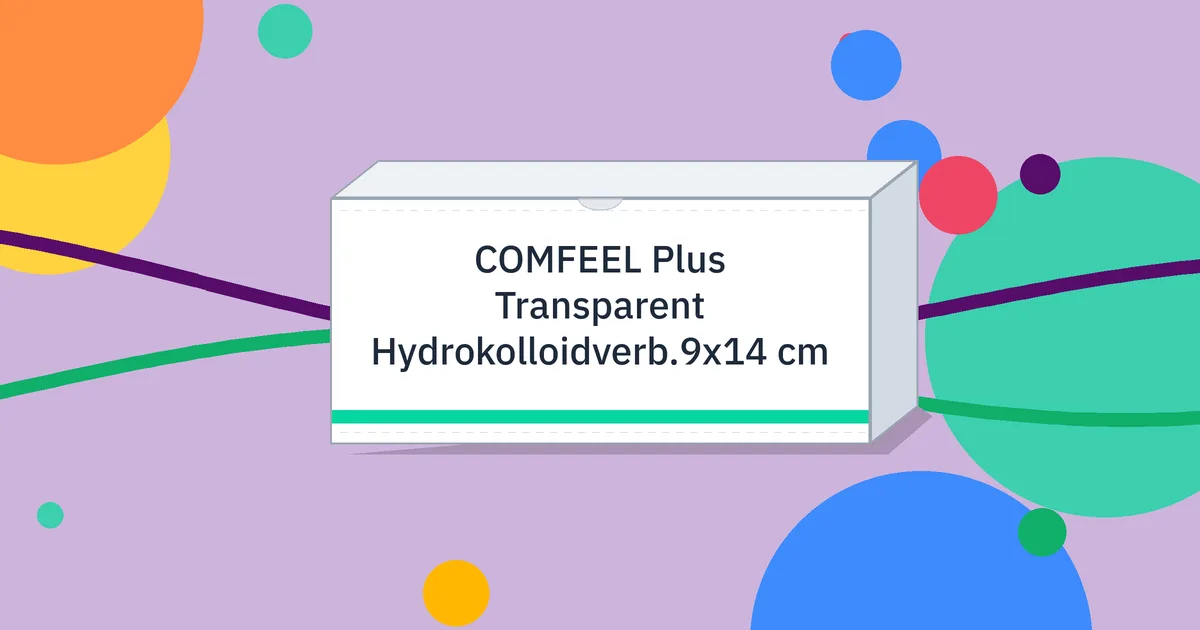 Symbolbild: Packung mit der Aufschrift COMFEEL Plus Transparent Hydrokolloidverb.9x14 cm (PZN 20165051) – Verfügbarkeit und Bezug in Apotheken in Frankfurt am Main