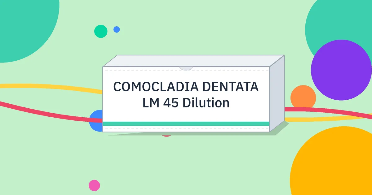 Symbolbild: Packung mit der Aufschrift COMOCLADIA DENTATA LM 45 Dilution (PZN 13449463) – Verfügbarkeit und Bezug in Apotheken in Frankfurt am Main