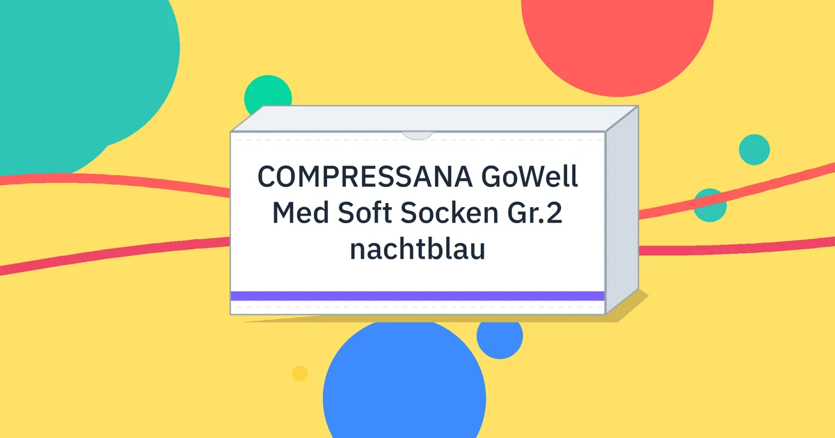 Symbolbild: Packung mit der Aufschrift COMPRESSANA GoWell Med Soft Socken Gr.2 nachtblau (PZN 03413607) – Verfügbarkeit und Bezug in Apotheken in Frankfurt am Main