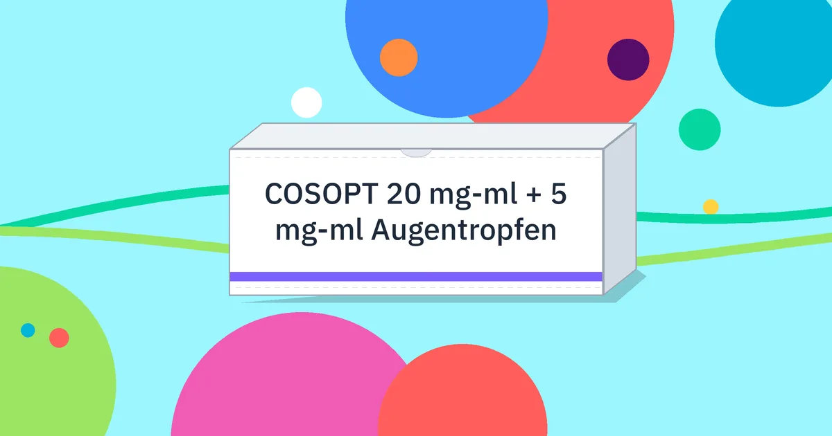 Symbolbild: Packung mit der Aufschrift COSOPT 20 mg-ml + 5 mg-ml Augentropfen (PZN 04347278) – Verfügbarkeit und Bezug in Apotheken in Frankfurt am Main