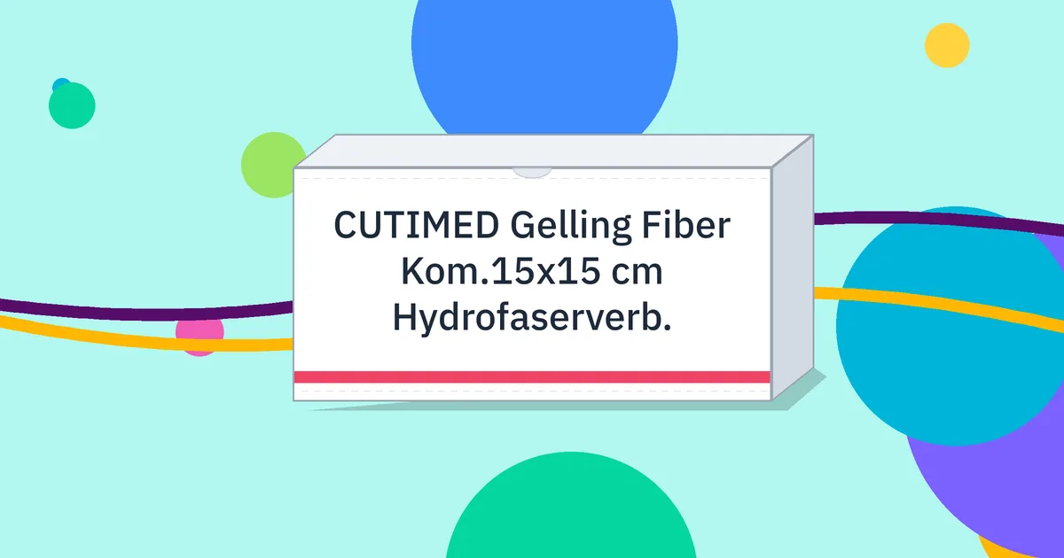 Symbolbild: Packung mit der Aufschrift CUTIMED Gelling Fiber Kom.15x15 cm Hydrofaserverb. (PZN 18192046) – Verfügbarkeit und Bezug in Apotheken in Frankfurt am Main