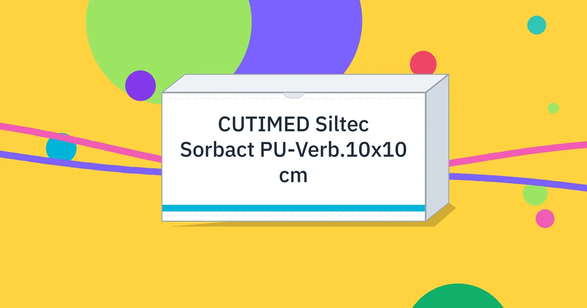 Symbolbild: Packung mit der Aufschrift CUTIMED Siltec Sorbact PU-Verb.10x10 cm (PZN 19699801) – Verfügbarkeit und Bezug in Apotheken in Frankfurt am Main