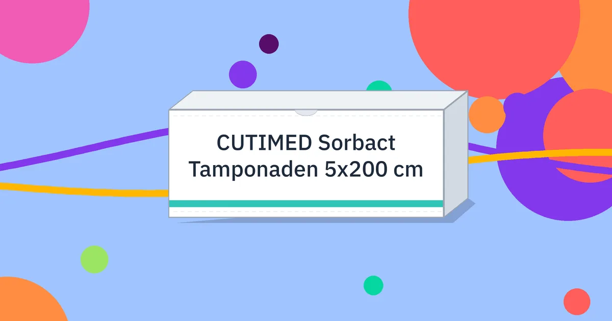 Symbolbild: Packung mit der Aufschrift CUTIMED Sorbact Tamponaden 5x200 cm (PZN 20543702) – Verfügbarkeit und Bezug in Apotheken in Frankfurt am Main