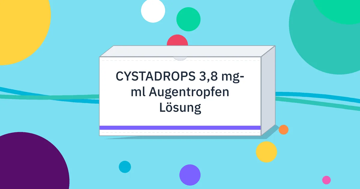Symbolbild: Packung mit der Aufschrift CYSTADROPS 3,8 mg-ml Augentropfen Lösung (PZN 16834397) – Verfügbarkeit und Bezug in Apotheken in Frankfurt am Main