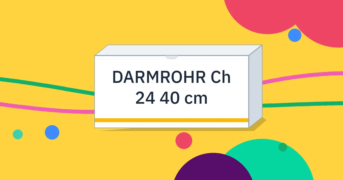 Symbolbild: Packung mit der Aufschrift DARMROHR Ch 24 40 cm (PZN 00725708) – Verfügbarkeit und Bezug in Apotheken in Frankfurt am Main