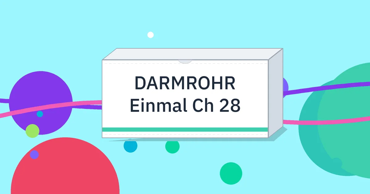 Symbolbild: Packung mit der Aufschrift DARMROHR Einmal Ch 28 (PZN 01961931) – Verfügbarkeit und Bezug in Apotheken in Frankfurt am Main