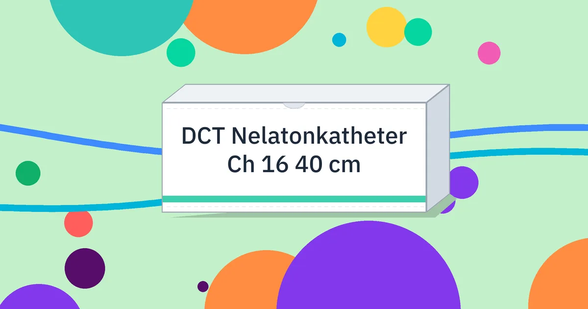Symbolbild: Packung mit der Aufschrift DCT Nelatonkatheter Ch 16 40 cm (PZN 11318834) – Verfügbarkeit und Bezug in Apotheken in Frankfurt am Main