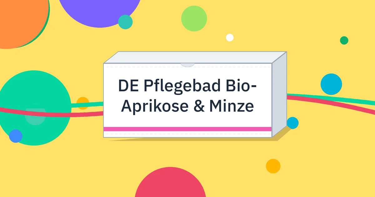 Symbolbild: Packung mit der Aufschrift DE Pflegebad Bio-Aprikose & Minze (PZN 16321396) – Verfügbarkeit und Bezug in Apotheken in Frankfurt am Main
