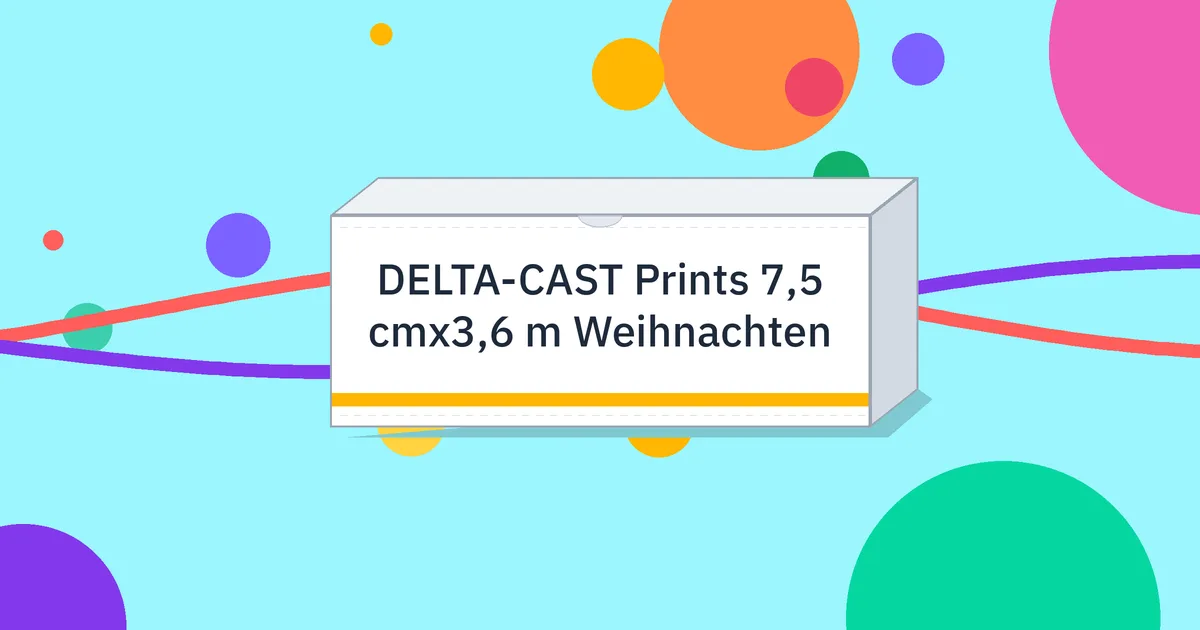 Symbolbild: Packung mit der Aufschrift DELTA-CAST Prints 7,5 cmx3,6 m Weihnachten (PZN 02129146) – Verfügbarkeit und Bezug in Apotheken in Frankfurt am Main