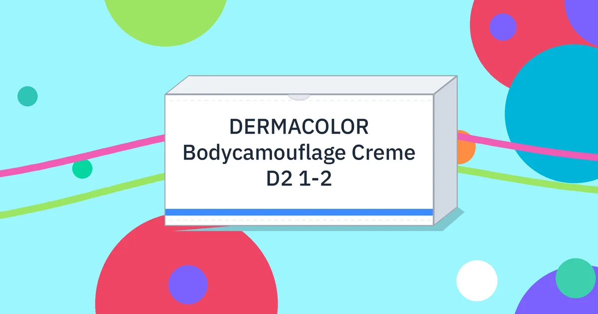 Symbolbild: Packung mit der Aufschrift DERMACOLOR Bodycamouflage Creme D2 1-2 (PZN 15818189) – Verfügbarkeit und Bezug in Apotheken in Frankfurt am Main