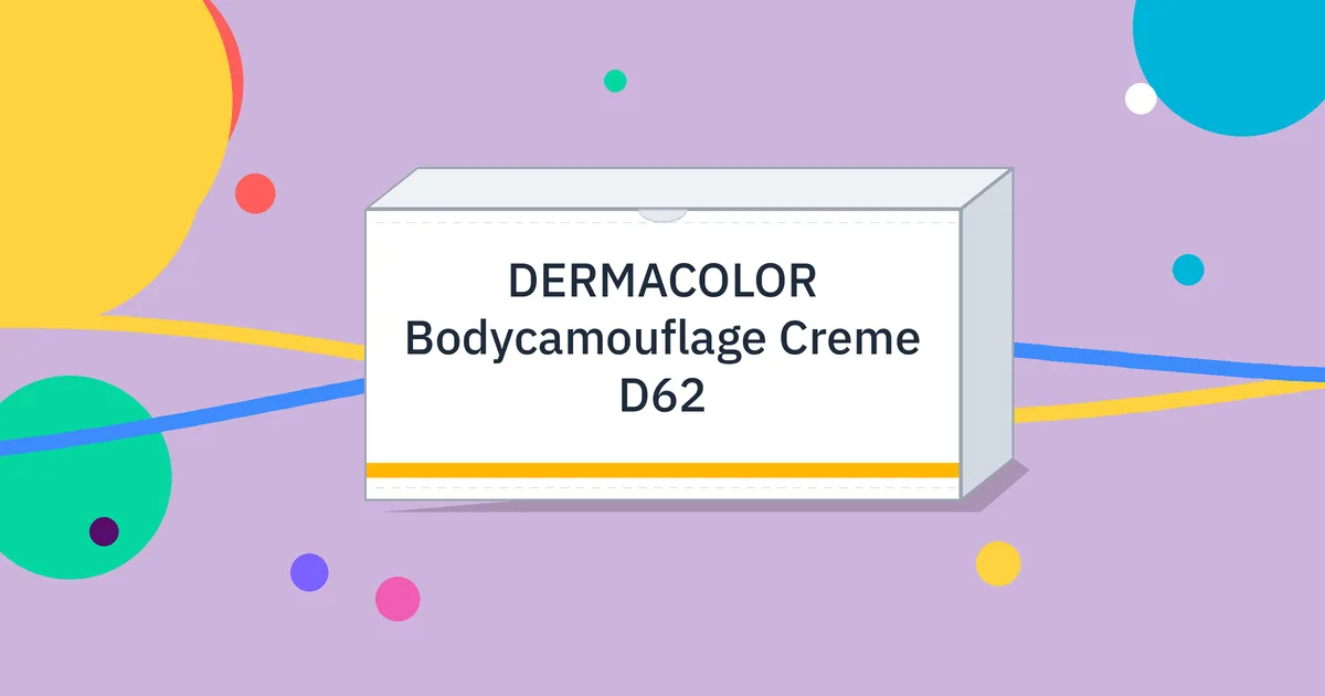 Symbolbild: Packung mit der Aufschrift DERMACOLOR Bodycamouflage Creme D62 (PZN 15818367) – Verfügbarkeit und Bezug in Apotheken in Frankfurt am Main