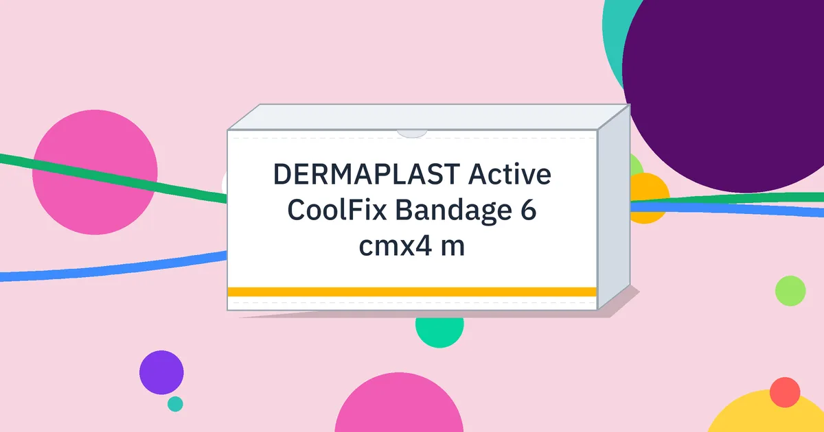 Symbolbild: Packung mit der Aufschrift DERMAPLAST Active CoolFix Bandage 6 cmx4 m (PZN 12903090) – Verfügbarkeit und Bezug in Apotheken in Frankfurt am Main