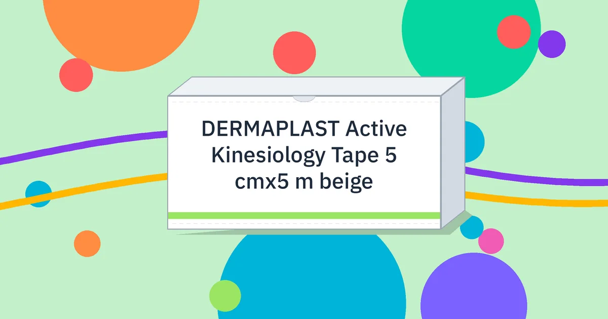 Symbolbild: Packung mit der Aufschrift DERMAPLAST Active Kinesiology Tape 5 cmx5 m beige (PZN 19453678) – Verfügbarkeit und Bezug in Apotheken in Frankfurt am Main