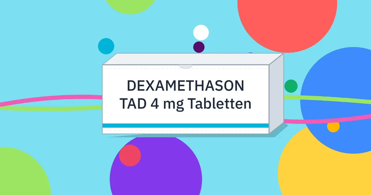 Symbolbild: Packung mit der Aufschrift DEXAMETHASON TAD 4 mg Tabletten (PZN 13754373) – Verfügbarkeit und Bezug in Apotheken in Frankfurt am Main