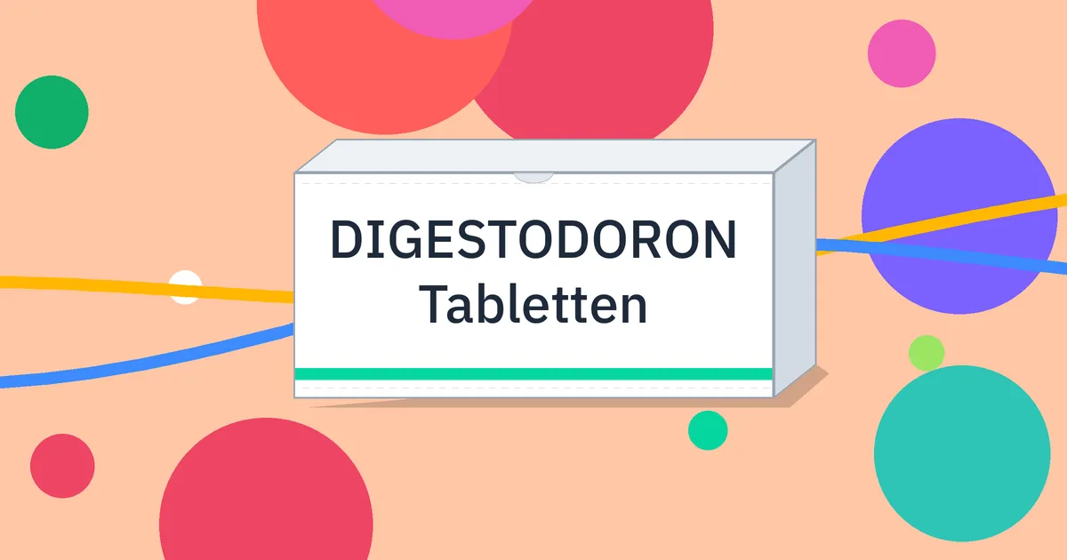 Symbolbild: Packung mit der Aufschrift DIGESTODORON Tabletten (PZN 08915839) – Verfügbarkeit und Bezug in Apotheken in Frankfurt am Main