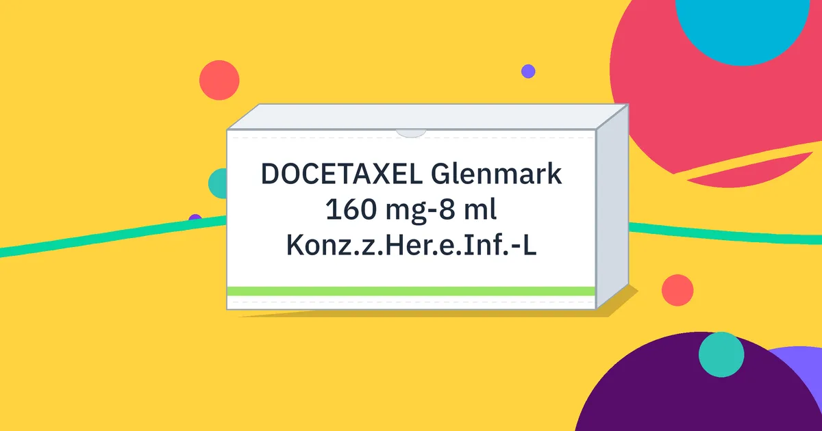 Symbolbild: Packung mit der Aufschrift DOCETAXEL Glenmark 160 mg-8 ml Konz.z.Her.e.Inf.-L (PZN 18018710) – Verfügbarkeit und Bezug in Apotheken in Frankfurt am Main