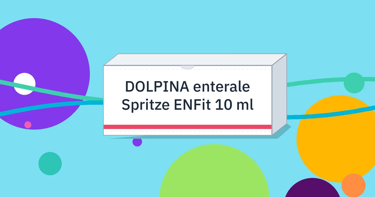 Symbolbild: Packung mit der Aufschrift DOLPINA enterale Spritze ENFit 10 ml (PZN 18714154) – Verfügbarkeit und Bezug in Apotheken in Frankfurt am Main