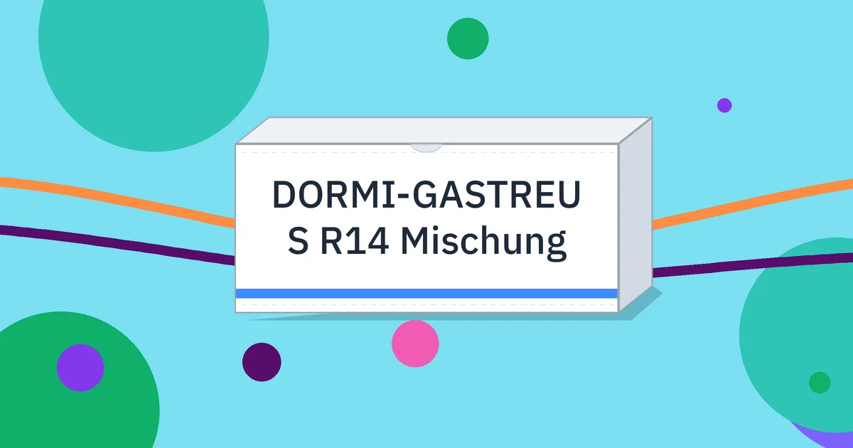 Symbolbild: Packung mit der Aufschrift DORMI-GASTREU S R14 Mischung (PZN 01686695) – Verfügbarkeit und Bezug in Apotheken in Frankfurt am Main