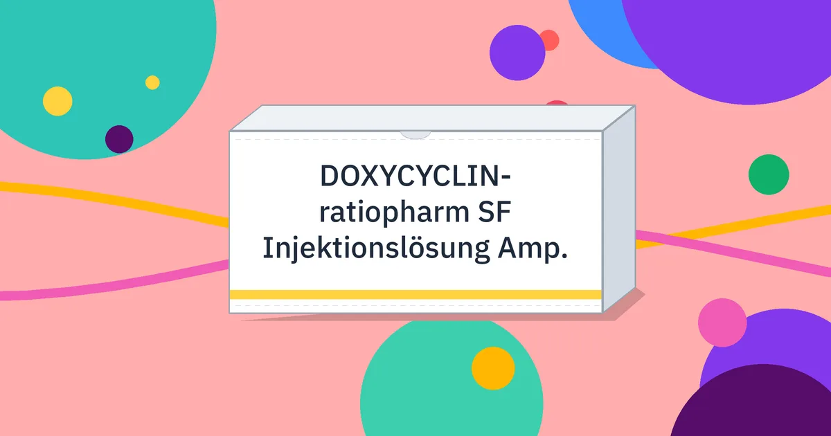 Symbolbild: Packung mit der Aufschrift DOXYCYCLIN-ratiopharm SF Injektionslösung Amp. (PZN 04314646) – Verfügbarkeit und Bezug in Apotheken in Frankfurt am Main