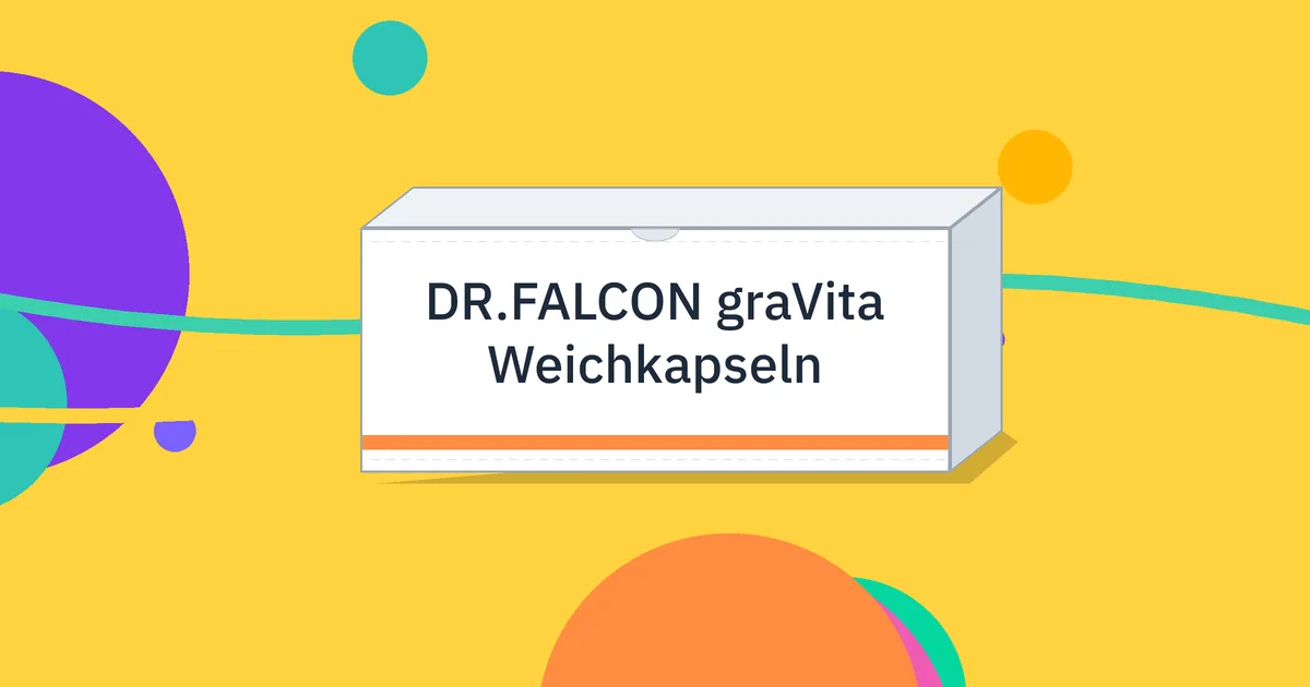 Symbolbild: Packung mit der Aufschrift DR.FALCON graVita Weichkapseln (PZN 10712210) – Verfügbarkeit und Bezug in Apotheken in Frankfurt am Main